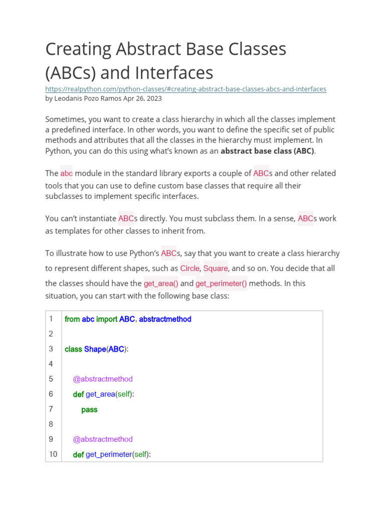 4C Abstract Base Classes | PDF | Class (Computer Programming) | Inheritance (Object Oriented ...