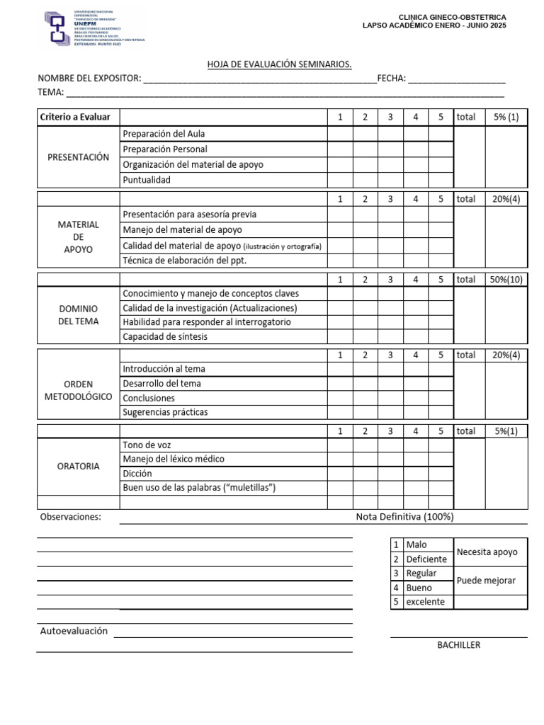 2FORMATO EVALUACIÓN INDIVIDUAL SEMINARIOS | PDF
