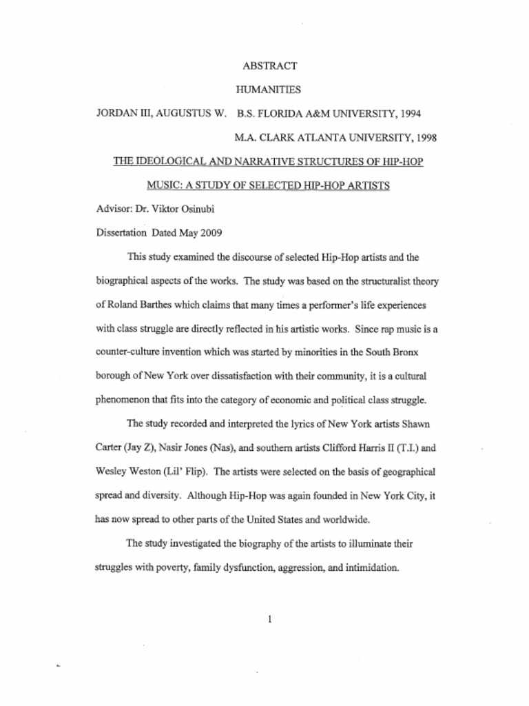 OBJ Datastream (THE IDEOLOGICAL AND NARRATIVE STRUCTURES OF HIP-HOP ...