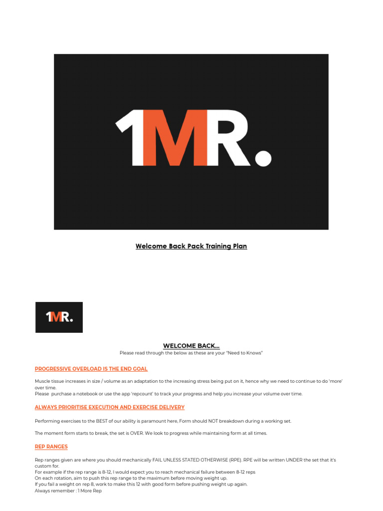 Welcome Back Pack | PDF | Anatomical Terms Of Motion | Strength Training