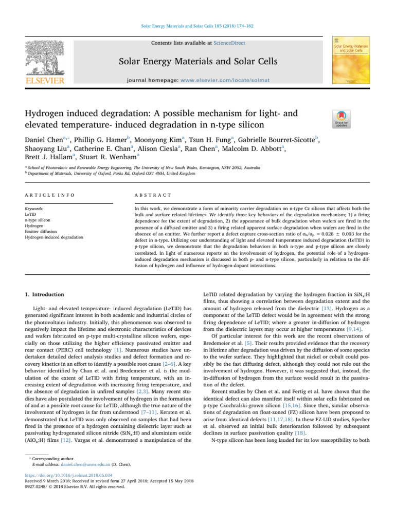 (2018) SOLMAT, Hydrogen Induced Degradation A Possible Mechanism For ...