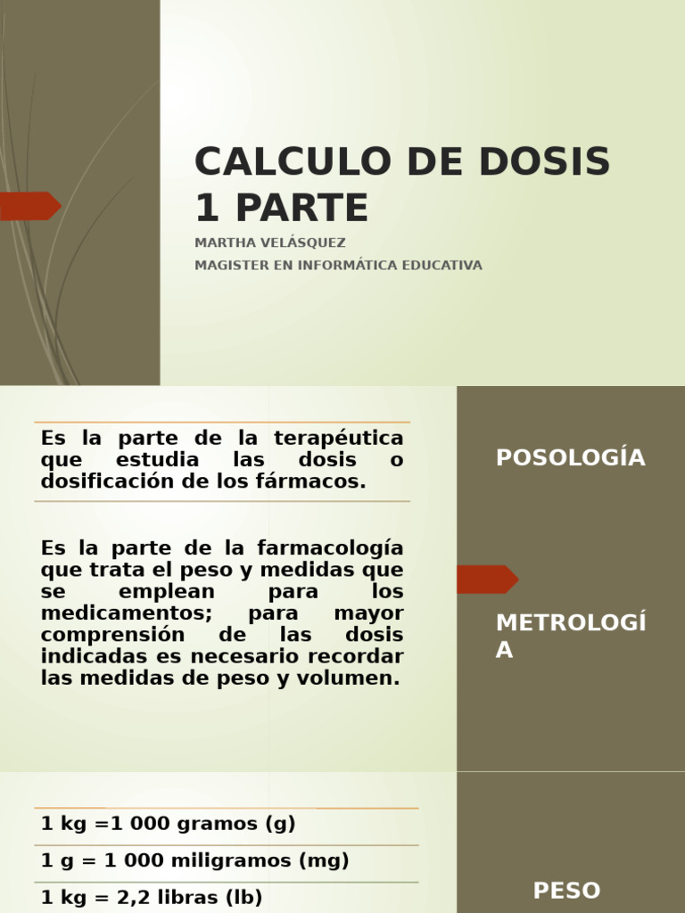 Guía de Cálculo de Dosis Médicas | PDF | Medicamentos con receta ...