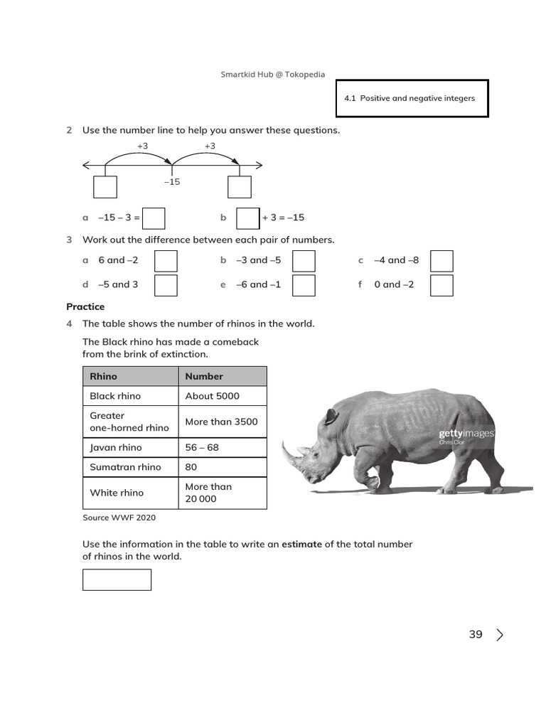 Real-Life Applications of Integers | PDF | Rhinoceros