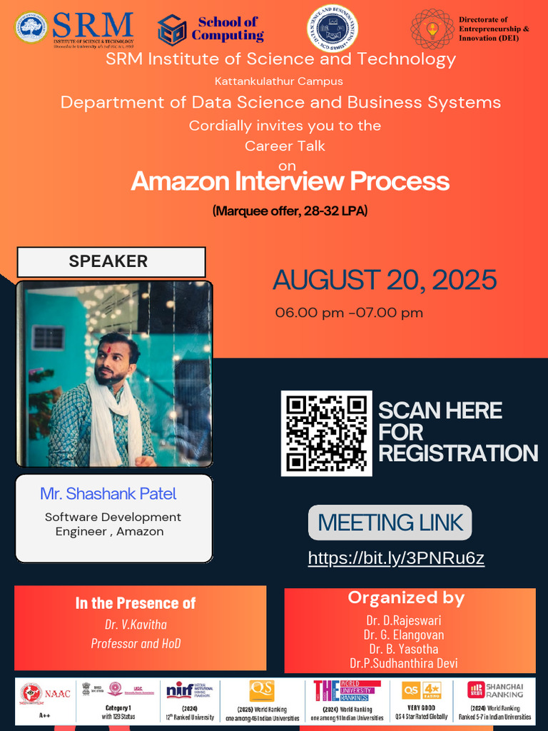 Career Talk On Amazon Interview Process On August 20, 2025, Wednesday, 600 PM - 700 PM | PDF