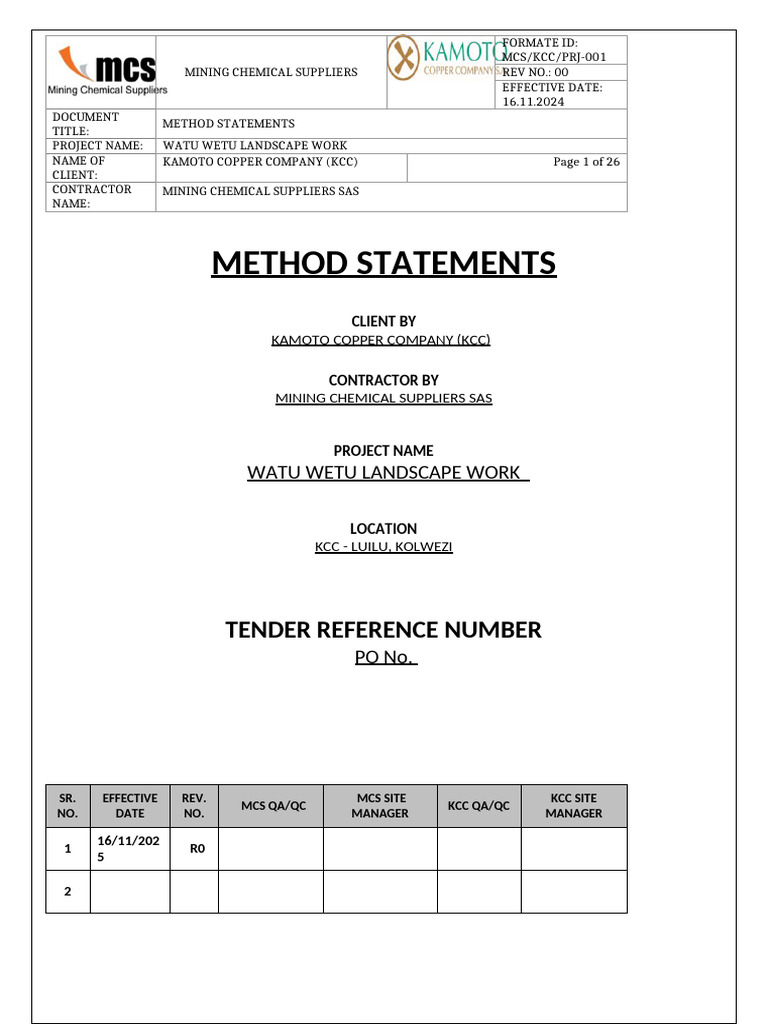 Method Statements for Watu Wetu Project | PDF | Concrete | Paint