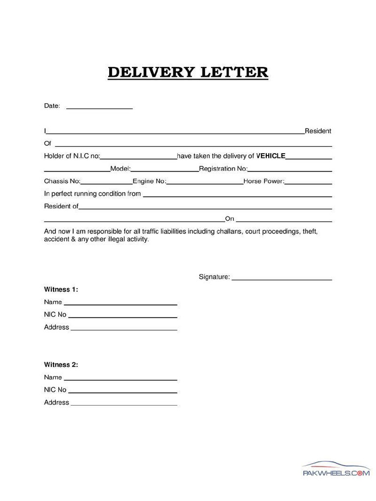 Vehicle Handover Document | PDF