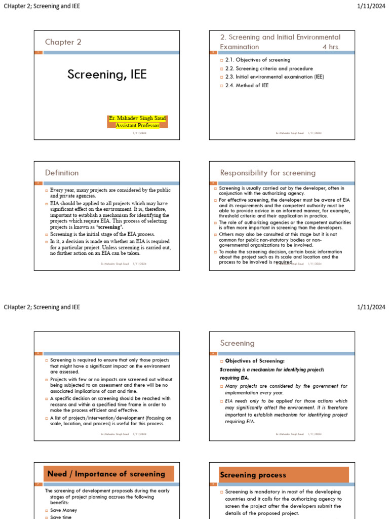 Screening and Initial Environmental Examination | PDF | Environmental ...