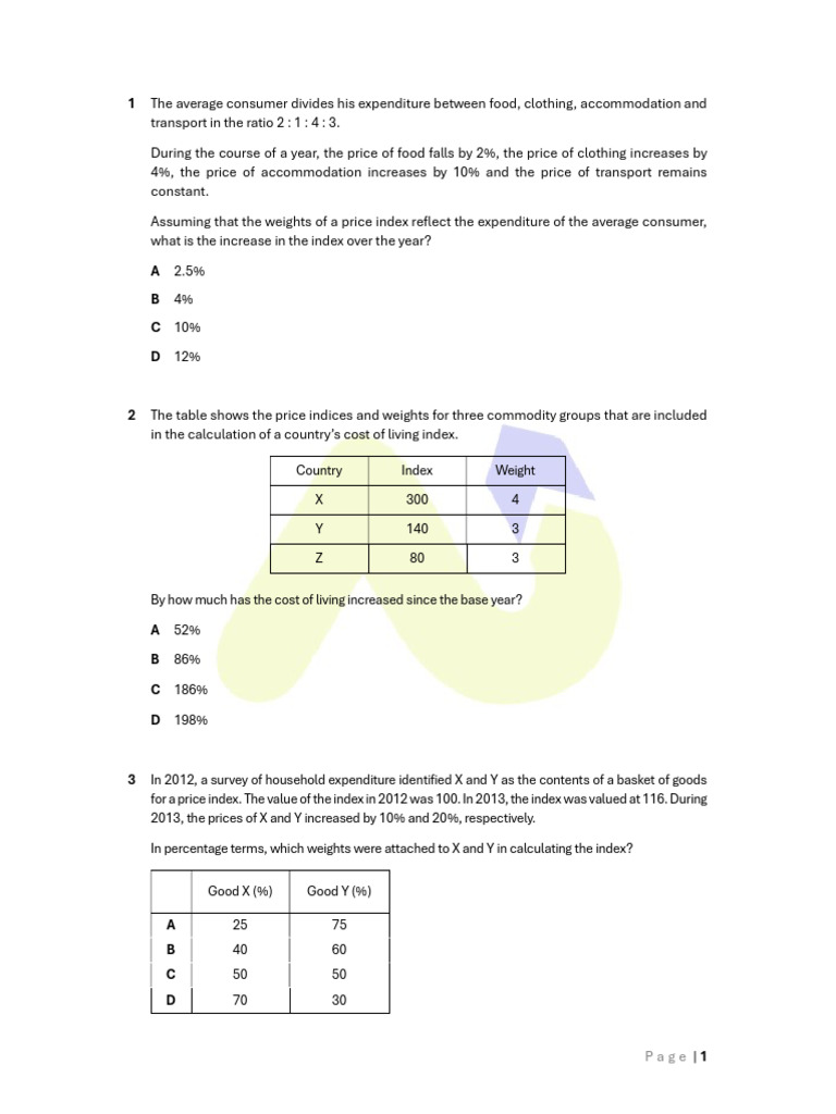 As Topical MCQs - Inflation (Unsolved) | PDF | Cost Of Living | Inflation