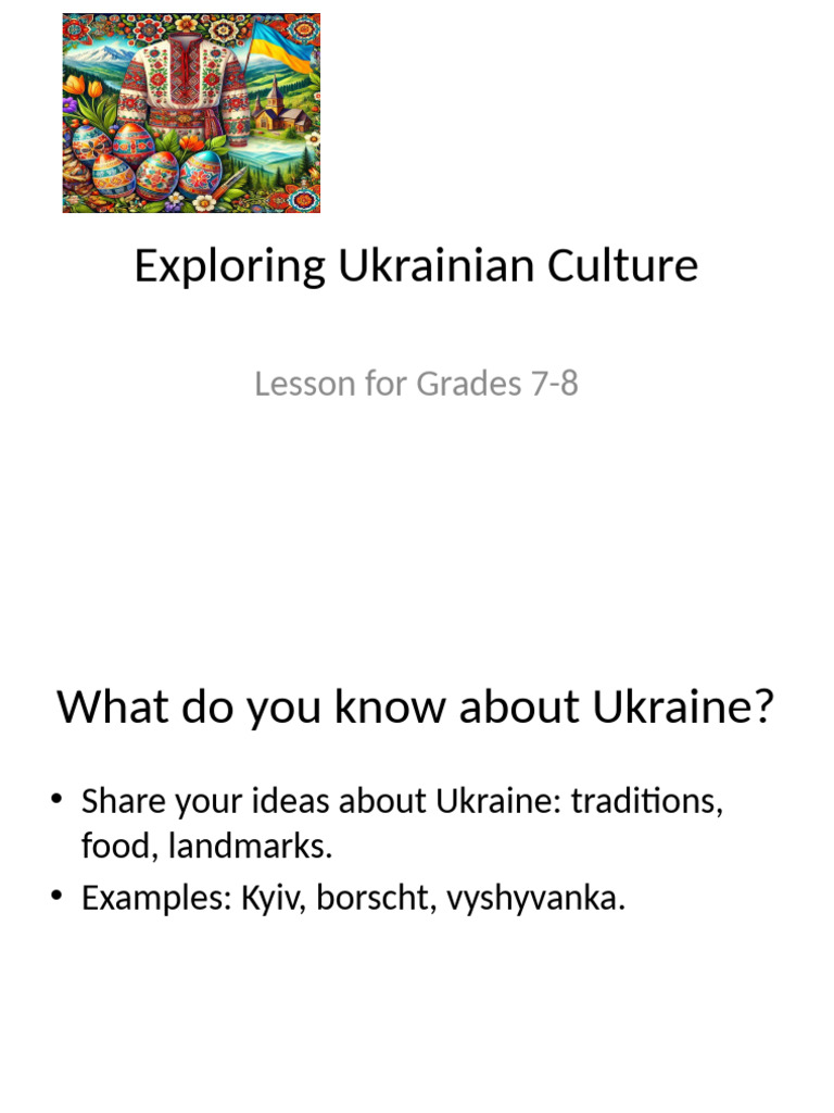Ukrainian Culture for Grades 7-8 | PDF