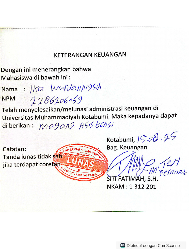 Bukti Pembayaran Ika | PDF