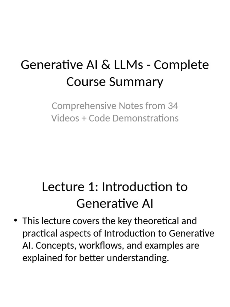 GenAI LLM Complete Course | PDF | Cognitive Science | Information Science