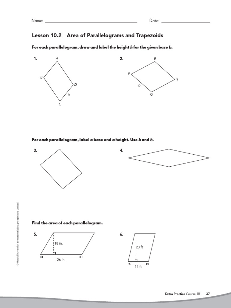 Area of Parallelogram-Trapezoid | PDF | Area | Polytopes