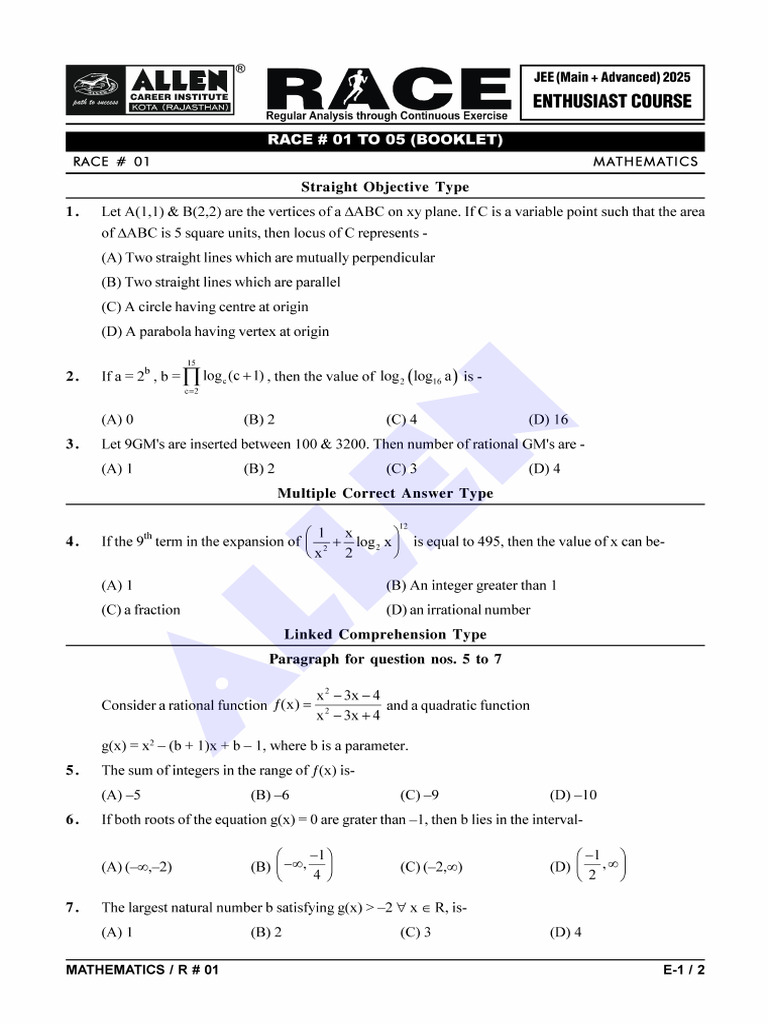 Mathematics - General - Race 01 | PDF