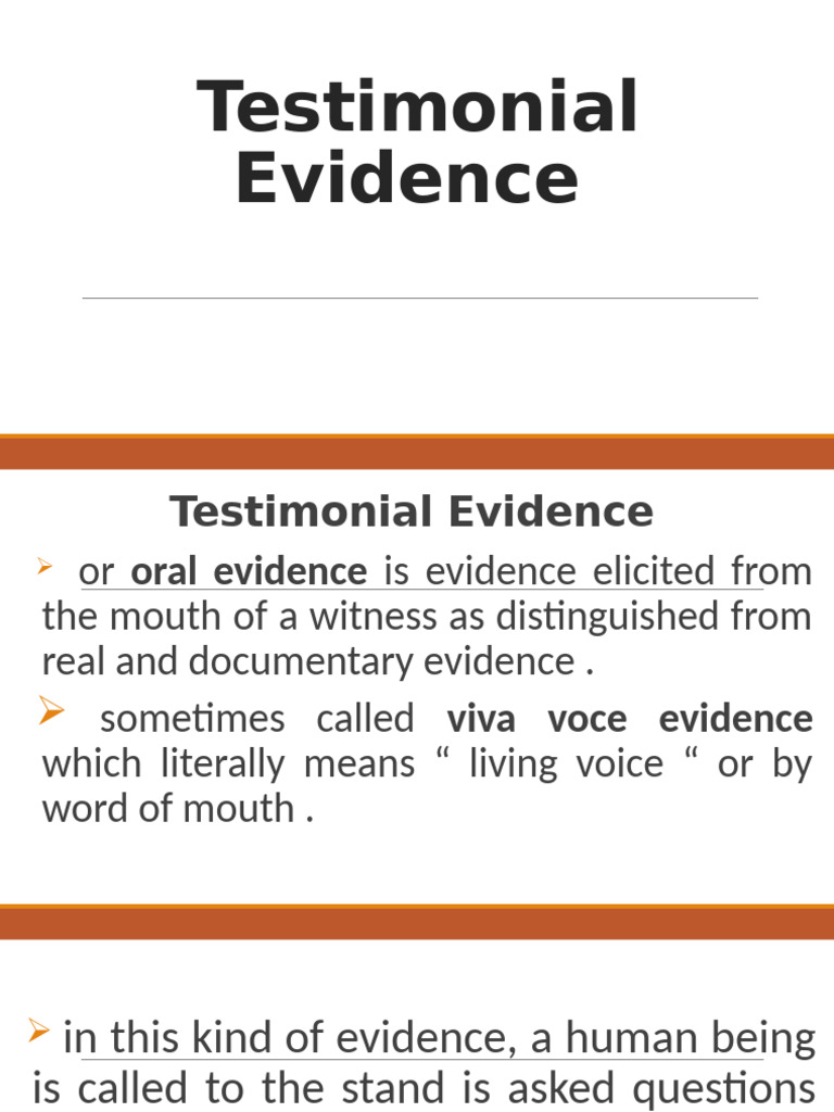 Testimonial Evidence | PDF | Witness | Testimony