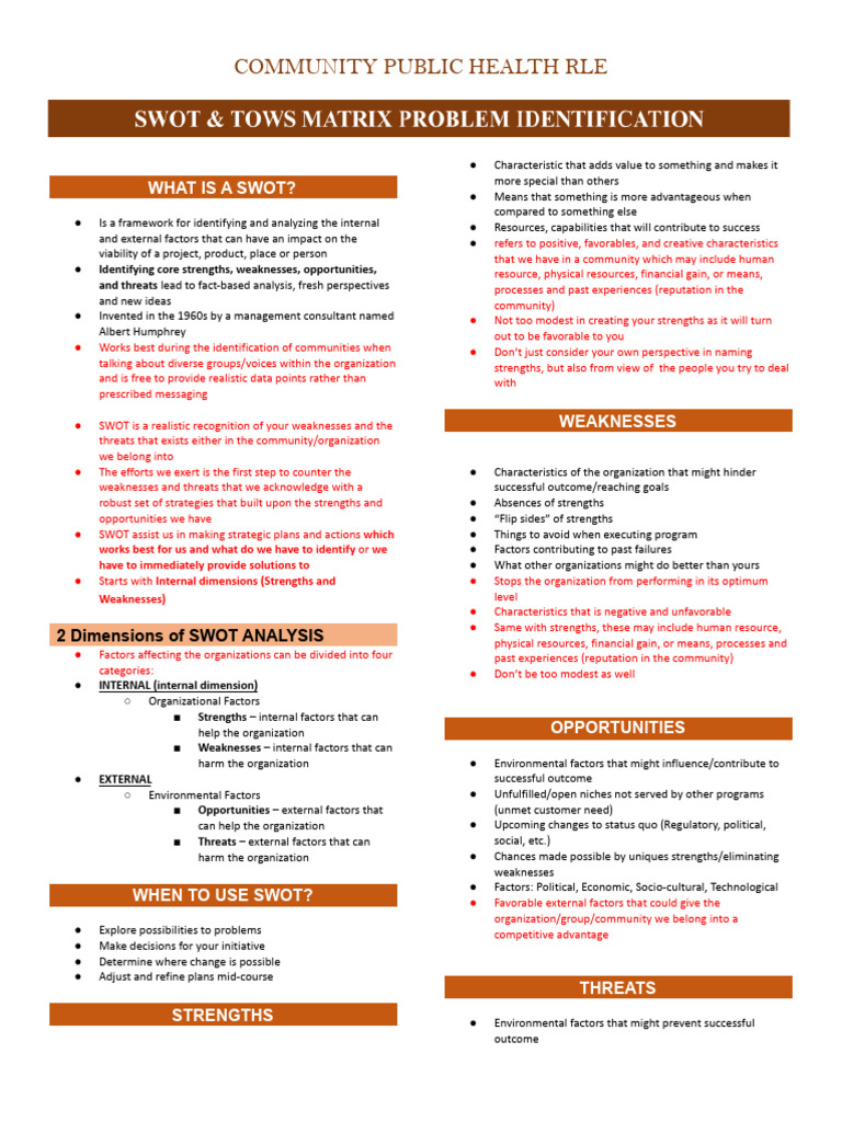 Community Health SWOT Analysis Guide | PDF | Swot Analysis ...