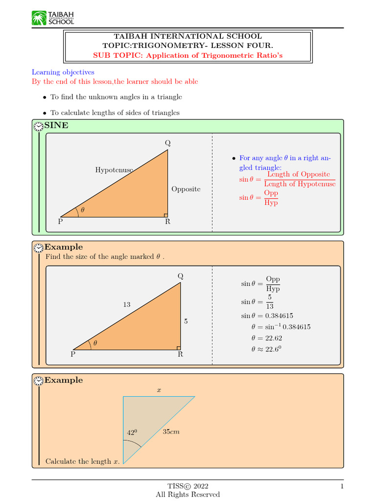 Lesson Four | PDF | Trigonometry | Euclidean Plane Geometry