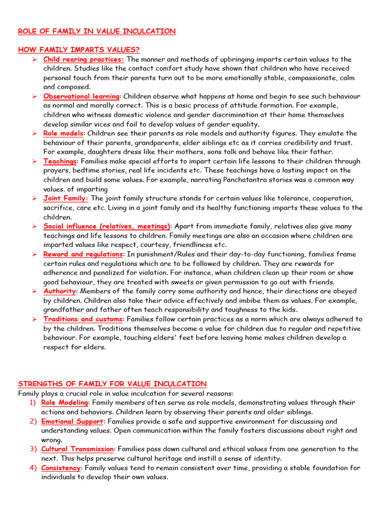 Family's Role in Value Formation | PDF | Value (Ethics) | Psychological ...