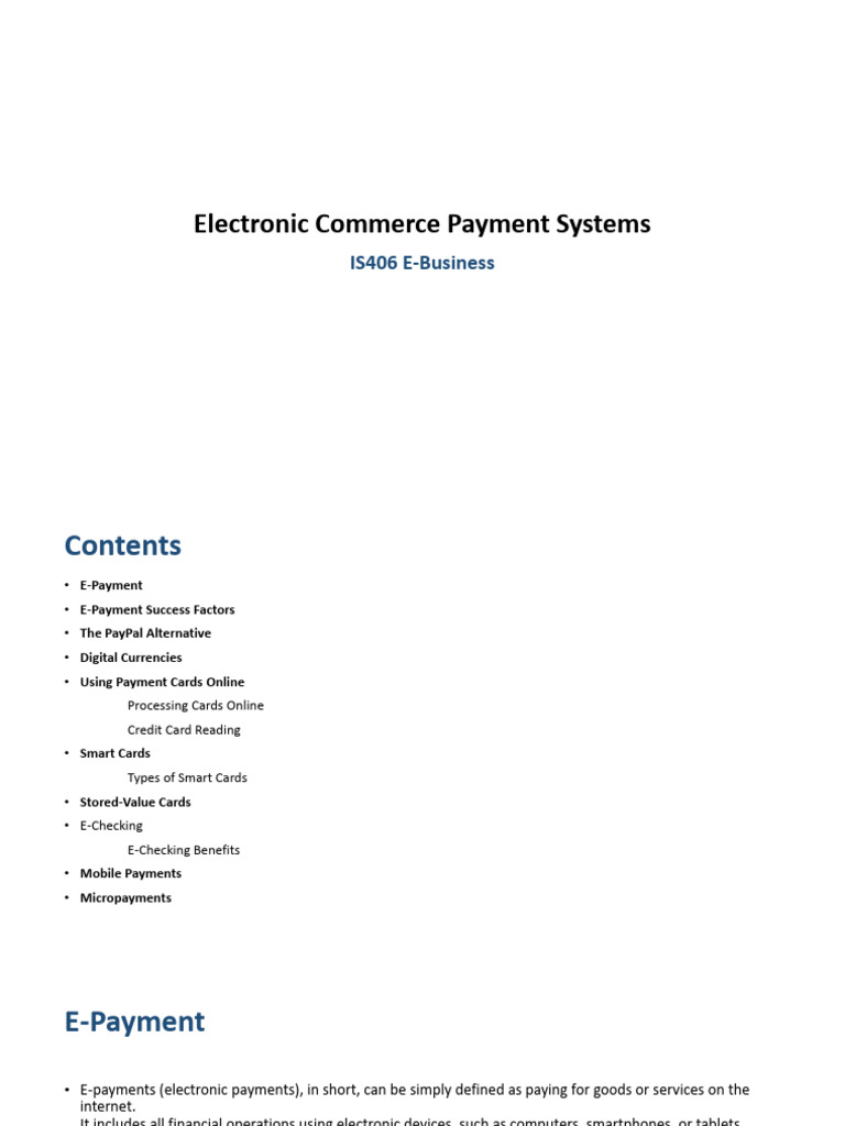 Lecture 11 Electronic Commerce Payment Systems | PDF | Credit Card | Smart Card