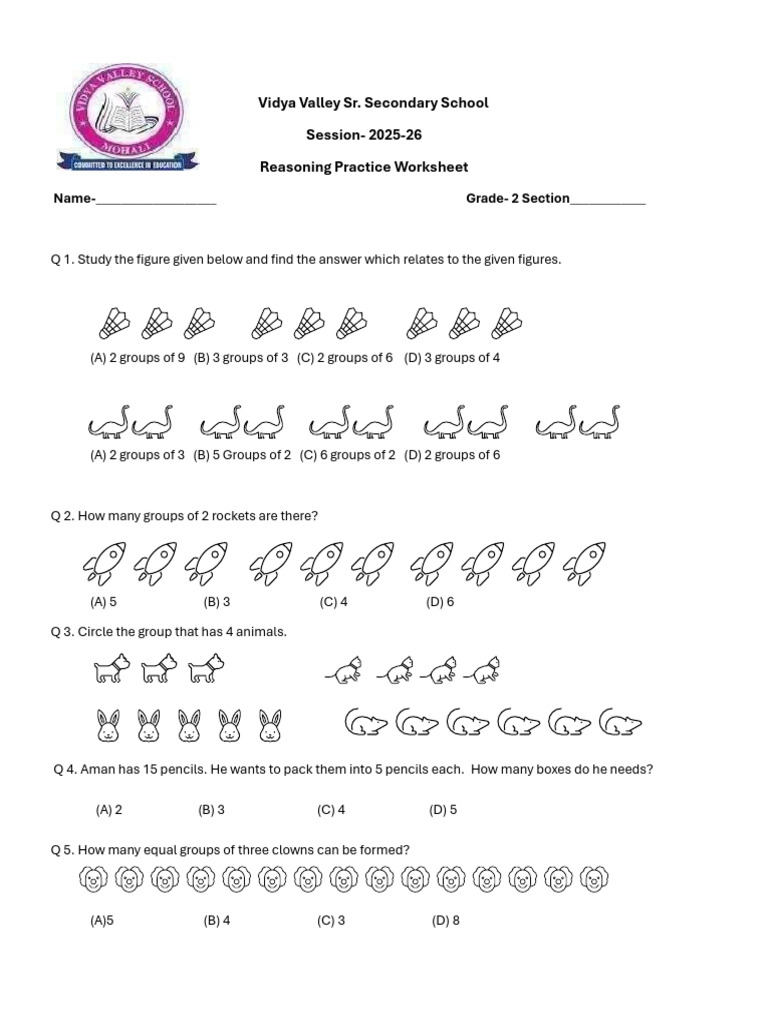 Grade 2 Reasoning Practice Worksheet | PDF