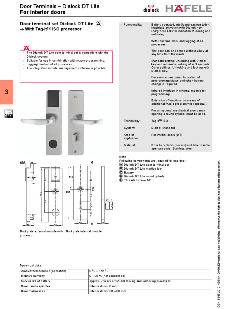 Dialock DT Lite Door Terminal Overview | PDF | Door | Lock (Security ...