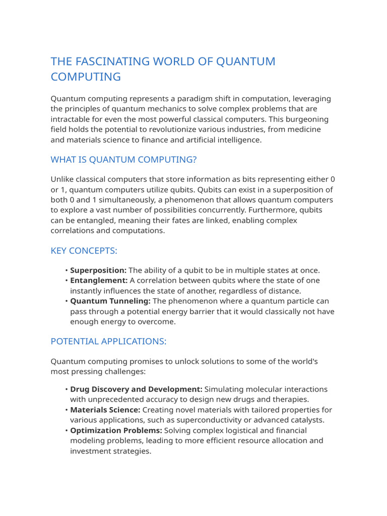 The Fascinating World of Quantum Computing | PDF | Quantum Computing | Computing