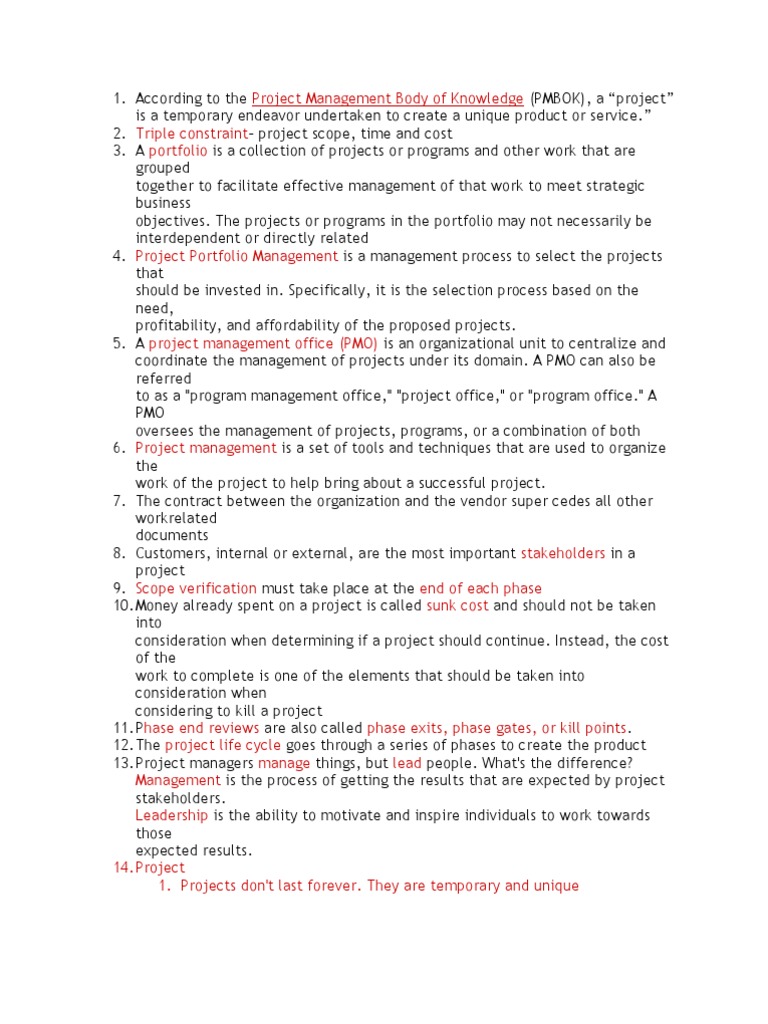 PMP Notes | PDF | Business