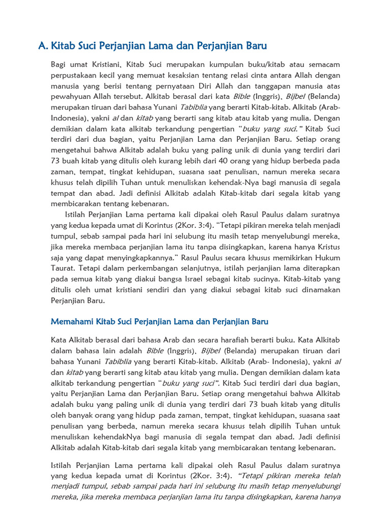 Memahami Perjanjian Lama dan Baru | PDF