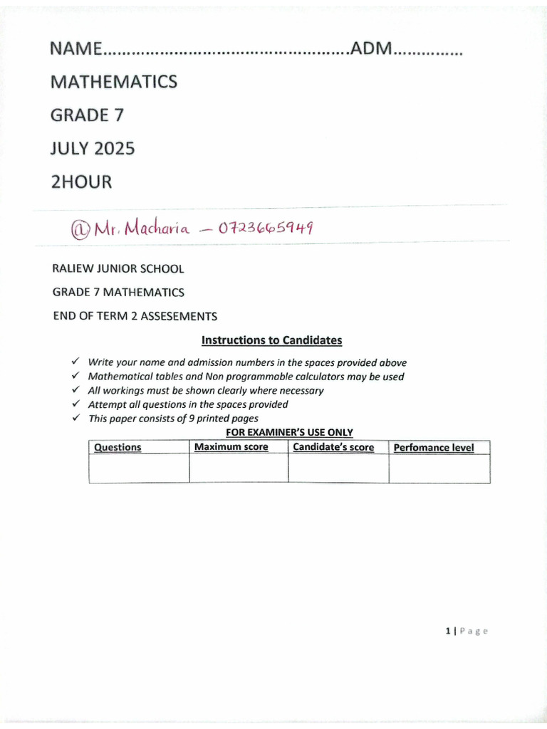Grade 7 Maths | PDF