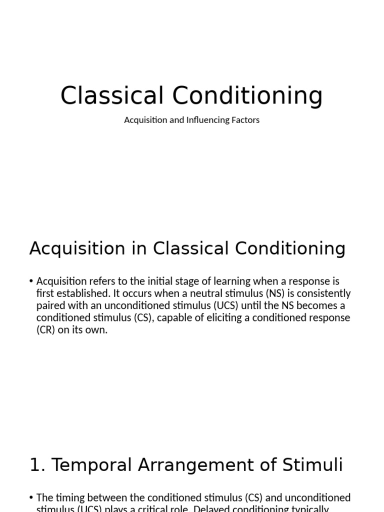 Classical Conditioning Acquisition | PDF