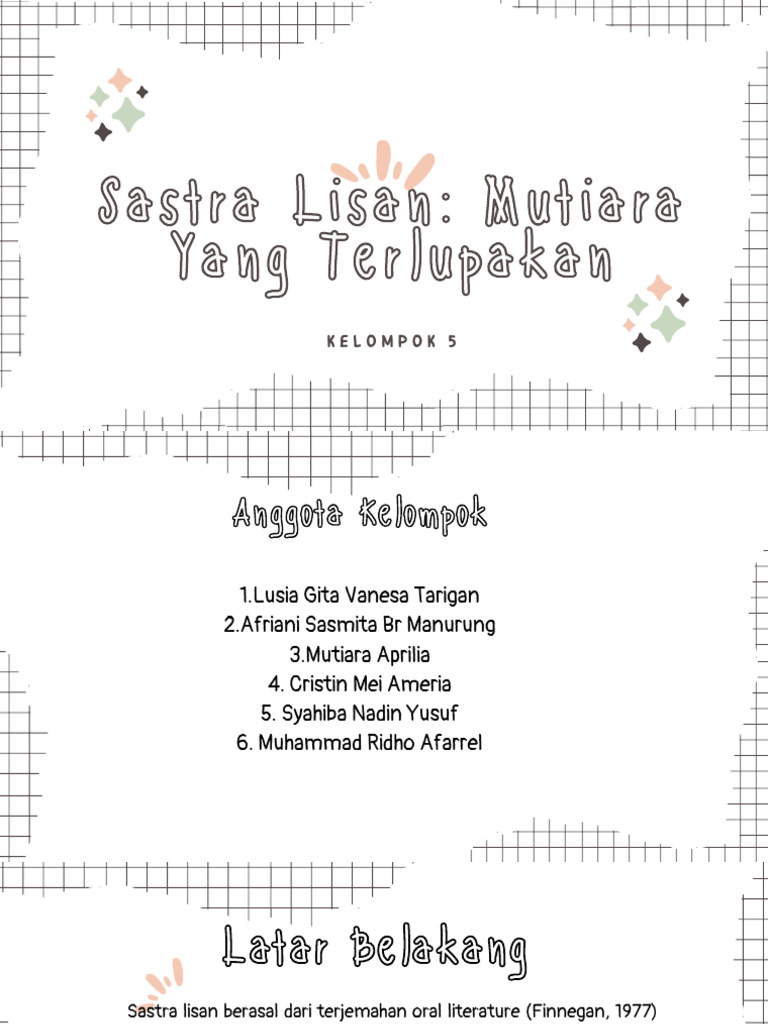 Ppt Sastra Lisan Kelompok 5 | PDF