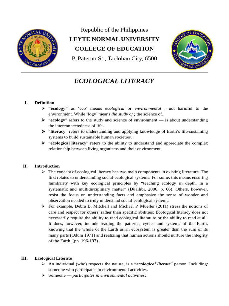 Understanding Ecological Literacy | PDF | Ecology | Waste Management