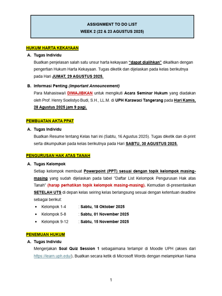 (Week 2) Assignment To Do List s2 MKN - Semester 2 | PDF