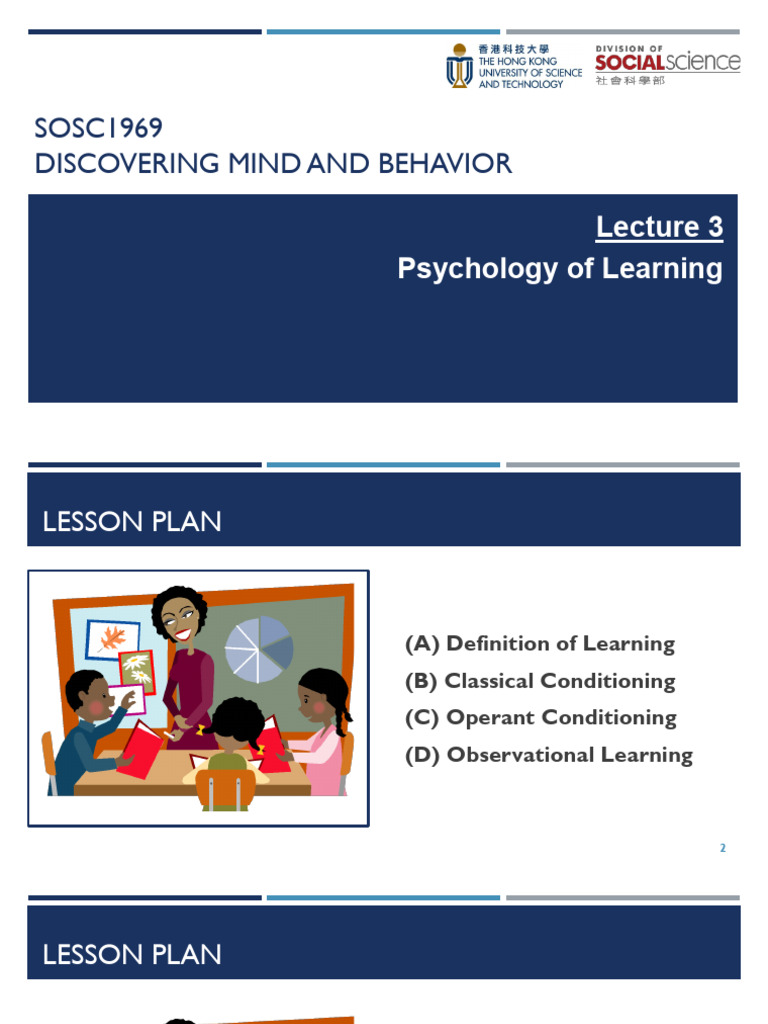 Lecture 3 (Psychology of Learning) - S | PDF | Classical Conditioning ...