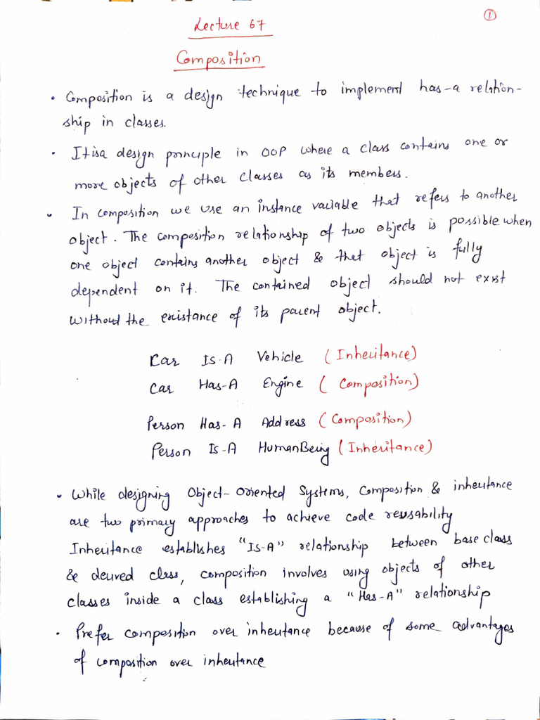 NOTES - Composition (An OOP Design Principle) (29dec2024) | PDF