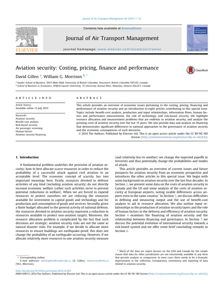 Aviation Security: Costs and Financing Analysis | PDF | Airport ...