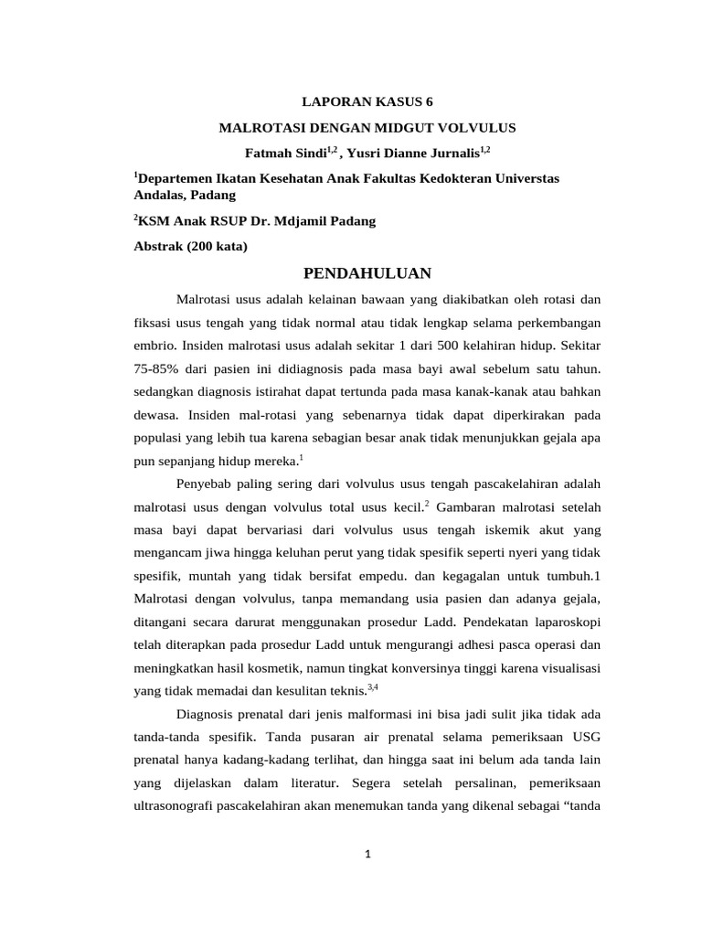 Malrotasi Usus dan Volvulus pada Anak | PDF