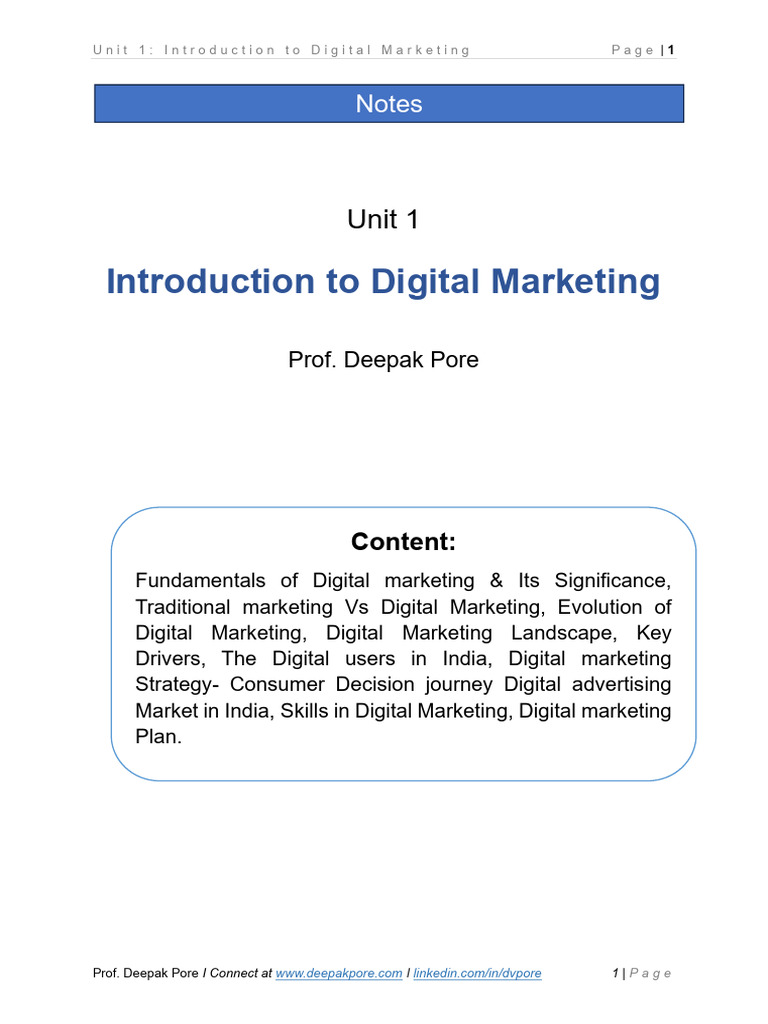 Introduction to Digital Marketing Basics | PDF | Digital Marketing ...
