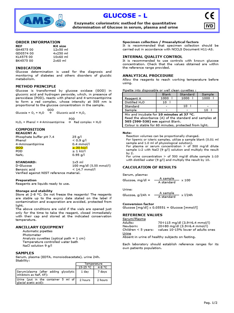 Enzymatic Colorimetric Method For The Quantitative Determination | PDF ...