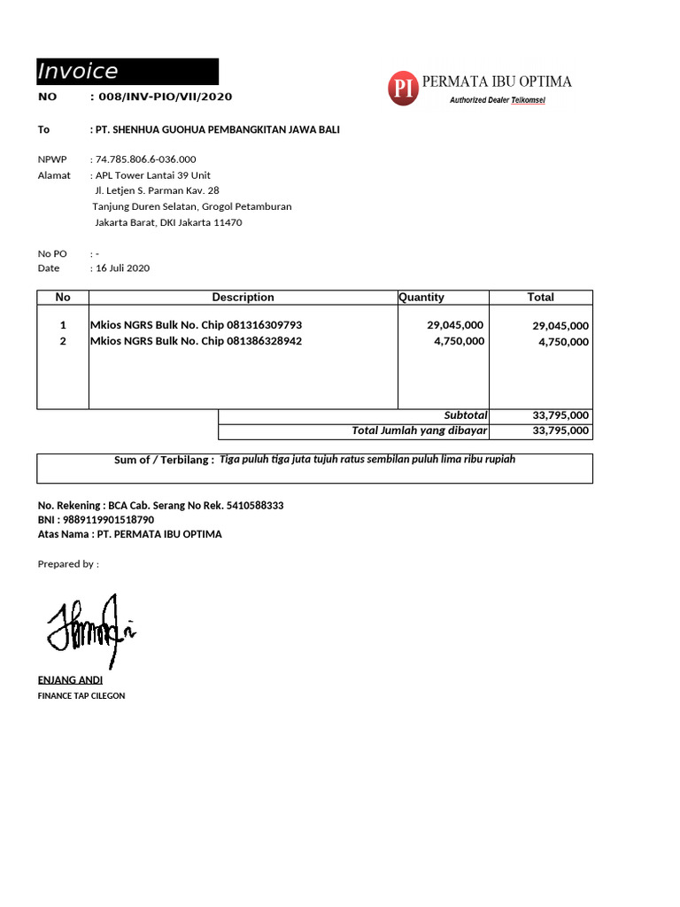 Draft Invoice SGP | PDF
