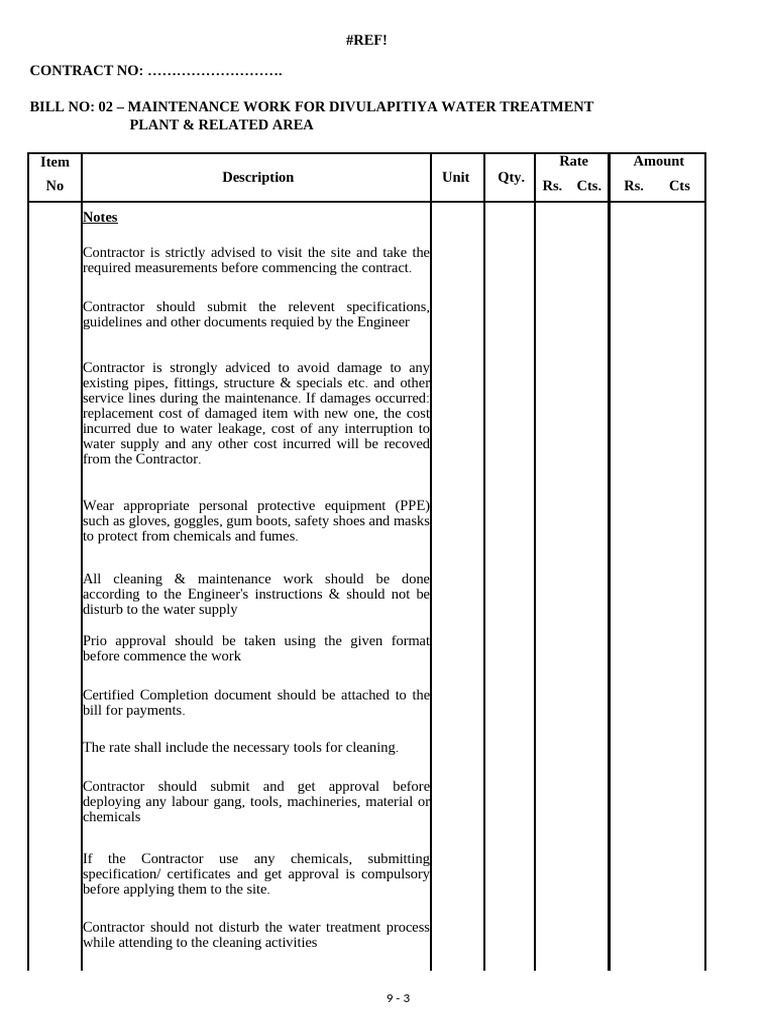 Divulapitiya Water Plant Maintenance Contract | PDF | Toilet