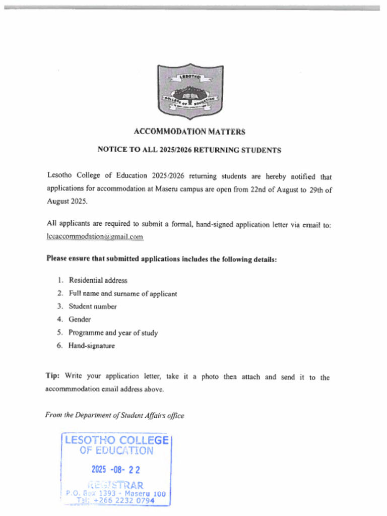 Accommodation Notice | PDF