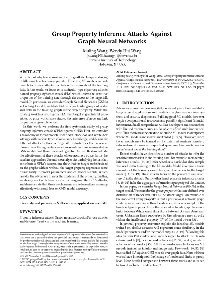 Group Property Inference Attacks on GNNs | PDF | Applied Mathematics ...