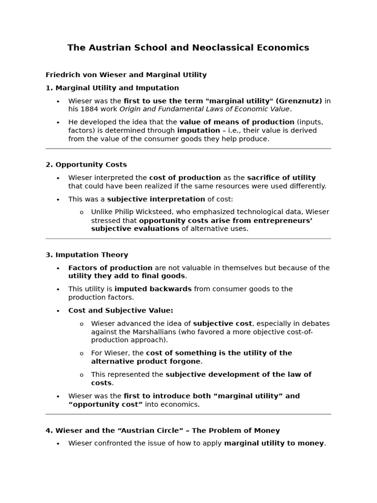 Austrian School vs. Neoclassical Economics | PDF | Economics | Value ...