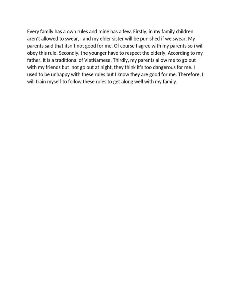 Family Rules and Values Explained | PDF