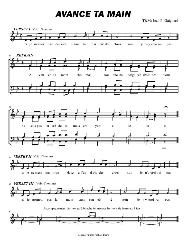 Avance ta main - Analyse musicale | PDF