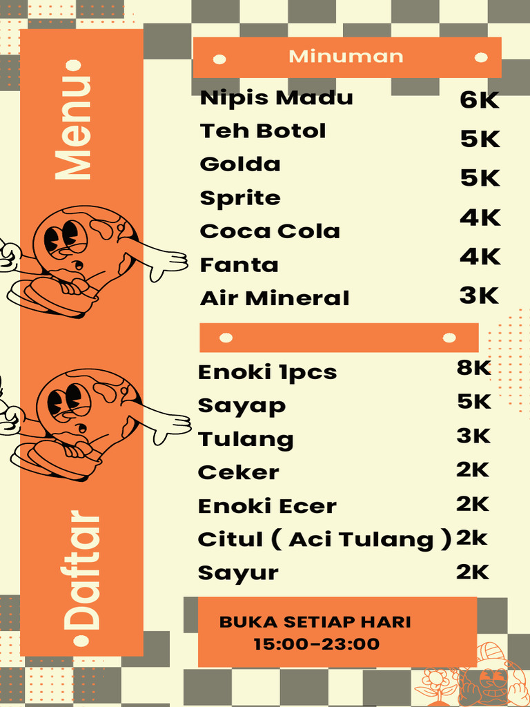 Daftar Harga Menu Kafe Ilustratif Modern Krem Dan Biru | PDF