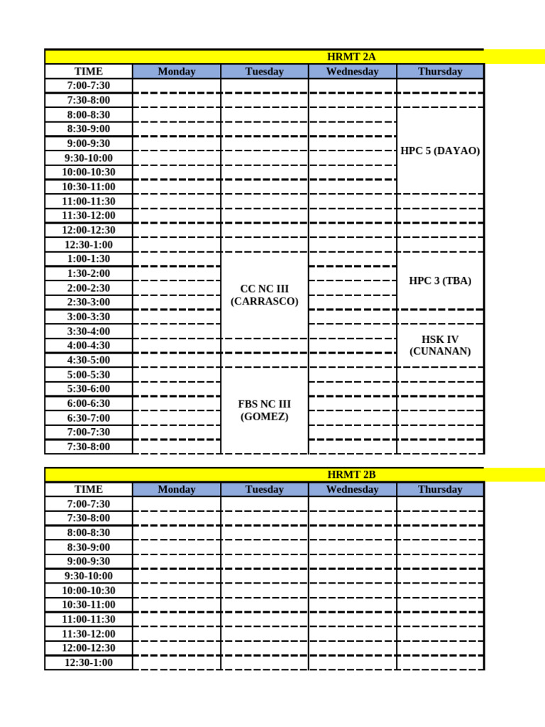 HRMT Course Schedule Overview | PDF