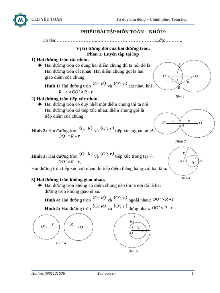 Tuan14 HH9 Vi Tri Tuong Doi Cua 2 Duong Tron | PDF