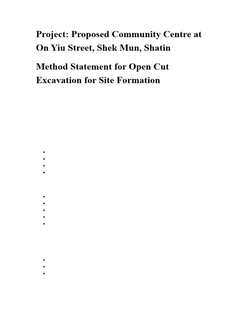 Open Cut Excavation Method Statement | PDF | Safety | Personal ...