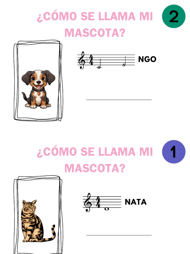Cómo Se Llama Mi Mascota COLOR 1 CARA | PDF